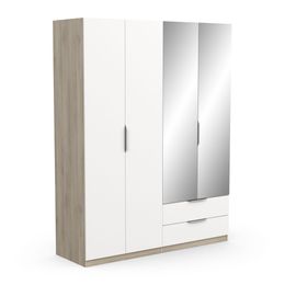 Demeyere KLEIDERSCHRANK mit 4 T&uuml;ren, 2 Schubladen und 2 Spiegeln Ghost - L157,3 cm