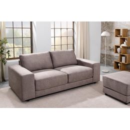 Riess Ambiente Gro&szlig;es Sofa LOFT 210cm taupe Vogue Velours Samt 3-Sitzer Couch Taschenfederkern Riess-Ambiente Wohnzimmer Landhaus Modern Skandinavisch
