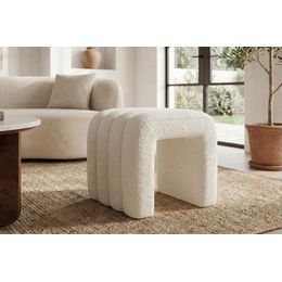 Riess Ambiente Design Polsterhocker VOGUE 40cm beige Boucl&eacute; Sitzhocker Riess-Ambiente Boheme Modern Natur Skandinavisch
