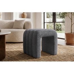 Riess Ambiente Design Polsterhocker VOGUE 40cm grau Boucl&eacute; Sitzhocker Riess-Ambiente Boheme Modern Natur Skandinavisch