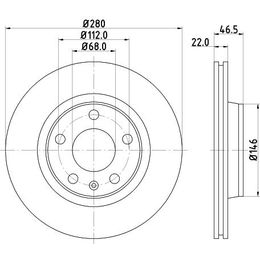 Hella Bremsscheibe 8dd355127311 280mm 22mm f&uuml;r VW Audi
