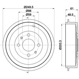 Hella Bremstrommel 8dt355301421 Hinterachse f&uuml;r FERRARI Fiat LANCIA ALFA ROMEO