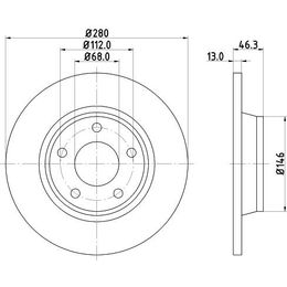 Hella Bremsscheibe 8dd355104171 280mm 13mm f&uuml;r VW