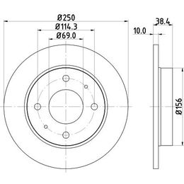Hella Bremsscheibe 8dd355111531 250mm 10mm f&uuml;r MITSUBISHI SMART