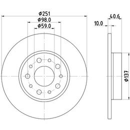 Hella Bremsscheibe 8dd355118071 251mm 10mm f&uuml;r FERRARI Fiat