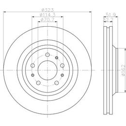 Hella Bremsscheibe 8dd355120251 323mm 32,2mm f&uuml;r CADILLAC