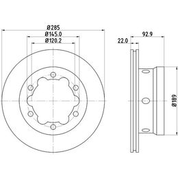 Hella Bremsscheibe 8dd355105811 285mm 22mm f&uuml;r VW Mercedes