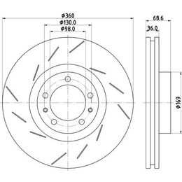 Hella Bremsscheibe 8dd355133631 innenbel&uuml;ftet 360mm 36mm f&uuml;r Porsche