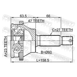 FEBEST Gelenksatz, Antriebswelle 1210efata47 Vorderachse f&uuml;r HYUNDAI