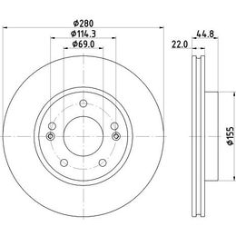 Hella Bremsscheibe 8dd355132641 280mm 22mm f&uuml;r KIA