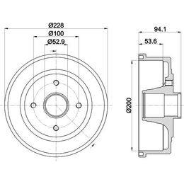 Hella Bremstrommel 8dt355300411 Hinterachse f&uuml;r HOLDEN Vaughall