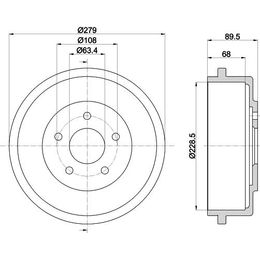 Hella Bremstrommel 8dt355300431 Hinterachse f&uuml;r Ford