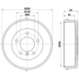 Hella Bremstrommel 8dt355301141 Hinterachse f&uuml;r Mercedes ROVER