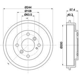 Hella Bremstrommel 8dt355302631 f&uuml;r Ford