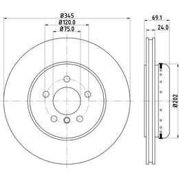 Hella Bremsscheibe 8dd355120871 zweiteilig 345mm 24mm f&uuml;r BMW