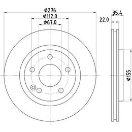 Hella Bremsscheibe 8dd355127491 276mm 22mm f&uuml;r Mercedes
