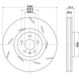 Hella Bremsscheibe 8dd355134671 innenbel&uuml;ftet 360mm 36mm f&uuml;r Porsche