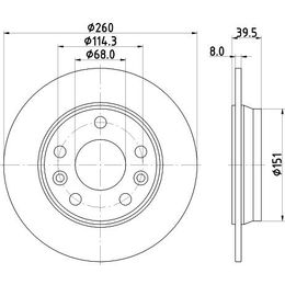 Hella Bremsscheibe 8dd355133761 260mm 8mm f&uuml;r RENAULT