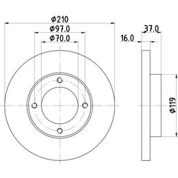 Hella Bremsscheibe 8dd355108491 210mm 16mm f&uuml;r DAIHATSU