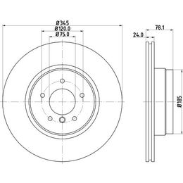 Hella Bremsscheibe 8dd355129321 345mm 24mm f&uuml;r BMW