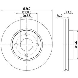 Hella Bremsscheibe 8dd355103371 260mm 24mm f&uuml;r Ford AMC