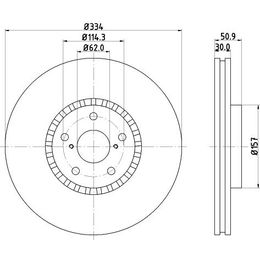 Hella Bremsscheibe 8dd355112871 334mm 30mm f&uuml;r LEXUS