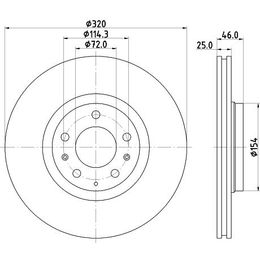 Hella Bremsscheibe 8dd355114491 320mm 25mm f&uuml;r MITSUBISHI MAZDA