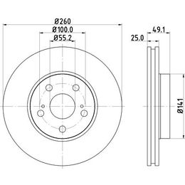 Hella Bremsscheibe 8dd355106511 260mm 25mm f&uuml;r TOYOTA