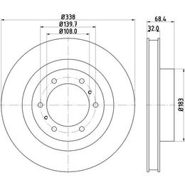 Hella Bremsscheibe 8dd355129861 338mm 32mm f&uuml;r LEXUS