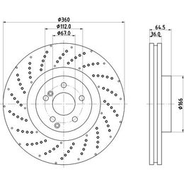 Hella Bremsscheibe 8dd355125361 Gelocht 360mm 36mm f&uuml;r Mercedes