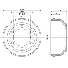 Hella Bremstrommel 8dt355300211 Hinterachse f&uuml;r Ford