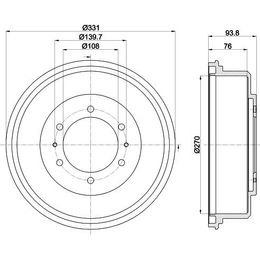 Hella Bremstrommel 8dt355302611 f&uuml;r MITSUBISHI