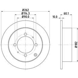 Hella Bremsscheibe 8dd355107331 262mm 10mm f&uuml;r MITSUBISHI HYUNDAI