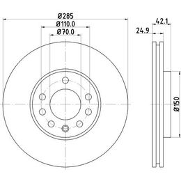 Hella Bremsscheibe 8dd355109241 285mm 25mm f&uuml;r HOLDEN SAAB Fiat FERRARI CADILLAC PUMA