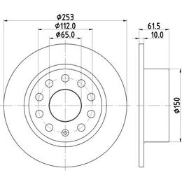 Hella Bremsscheibe 8dd355132281 253mm 10mm f&uuml;r VW