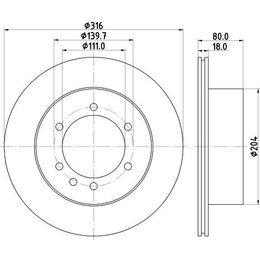 Hella Bremsscheibe 8dd355110831 316mm 18mm f&uuml;r INFINITI