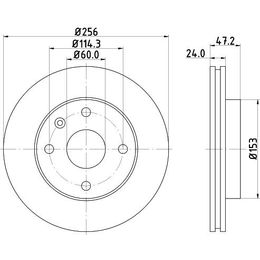 Hella Bremsscheibe 8dd355111361 256mm 24mm f&uuml;r BUICK (SGM) BAOJUN (SGMW) DAEWOO Suzuki