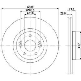 Hella Bremsscheibe 8dd355113741 308mm 28mm f&uuml;r RENAULT