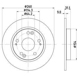 Hella Bremsscheibe 8dd355117901 260mm 9mm f&uuml;r HONDA (GAC)