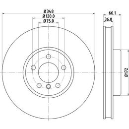 Hella Bremsscheibe 8dd355119271 348mm 36mm f&uuml;r BMW