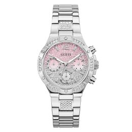 Multifunktionsuhr Guess "HARLOW", silber (silberfarben), Armbanduhren, Damen, Quarzuhr, Armbanduhr, Damenuhr, Edelstahlarmband, Datum