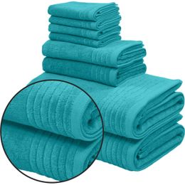 Handtuch Set OTTO HOME "Sanremo Premium, Premium Handt&uuml;cher, 600 gr/m&sup2;, dicke Qualit&auml;t", aqua, 8 Stk., Frottier, Frottier, Obermaterial: 100% Baumwolle, Handtuch-Sets, Duscht&uuml;cher, Handt&uuml;cher, Seift&uuml;cher, 100% Baumwolle, 5 Jahre Garantie
