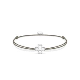 Armband Thomas Sabo "Little Secret Kleeblatt-Design", silberfarben, grau, Armb&auml;nder, Damen, Nylon Silber 925 (recycelt), Nylon, Silber 925 (recycelt), Armband