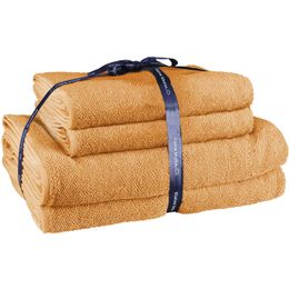 Handtuch Set Kleine Wolke "RELAX, 4 St&uuml;ck (2 Handt&uuml;cher 50x10 + 2 Duscht&uuml;cher 70x140)", orange (peach), 4 Stk., Frottier, Frottier, Obermaterial: 100% Baumwolle, Handtuch-Sets, moderne Melangeoptik, Handt&uuml;cher, Duscht&uuml;cher, mit Bord&uuml;re