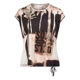 Kurzarmshirt Betty Barclay "Damen mit Tunnelzug", Damen, Gr. 36, braun (schwarz, braun), Jersey, Obermaterial: 50% Baumwolle, 50% Modal, figurumspielend normal, Rundhals, Shirts