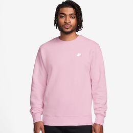 Sweatshirt Nike Sportswear "M NK CLUB BB CREW", Herren, Gr. S, pink foam, Jersey, Obermaterial: 80% Baumwolle, 20% Polyester, normal, Rundhals, angesetztes B&uuml;ndchen, Sweatshirts Sweatshirt, sportlicher Schnitt, aus Baumwolle und Polyester, kurze &Auml;rmel