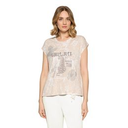 Kurzarmshirt Betty Barclay "Damen mit Tunnelzug", Damen, Gr. 36, beige, cream, Obermaterial: 50% Baumwolle, 50% Modal, figurumspielend normal, Rundhals, Shirts