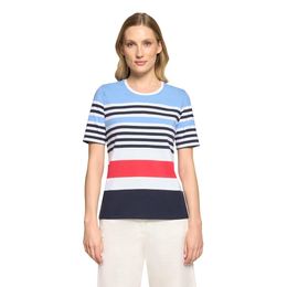 Kurzarmshirt Betty Barclay "Damen mit Ringel", Damen, Gr. 36, bunt (blau, rot), Jersey, Obermaterial: 95% Baumwolle, 5% Elasthan, tailliert normal, Rundhals, Shirts