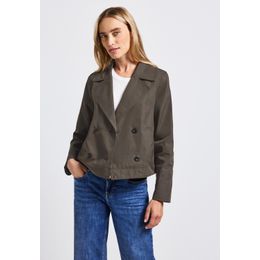 Kurzjacke Street One, Damen, Gr. 46, braun (nomad braun), Web, Obermaterial: 69% Baumwolle, 31% Polyester. Futter: 100% Polyester, unifarben, normal normal, V-Ausschnitt, abgesteppt, Jacken Kurzjacke, im soften Baumwoll-Mix