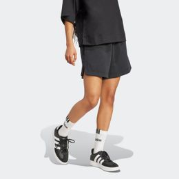 Shorts adidas Sportswear "SOFT LUX LOOSE", Damen, Gr. XL, N-Gr, schwarz (schwarz, normal, gr.), Obermaterial: 51% Polyester, 25% Modal, 15% Baumwolle, 9% Elasthan, Hosen Shorts, mit Kordelverschluss, aus Polyester, Modal, Baumwolle und Elasthan